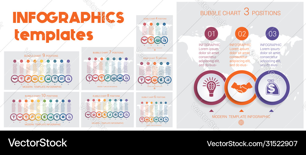 Infographic templates charts business Royalty Free Vector