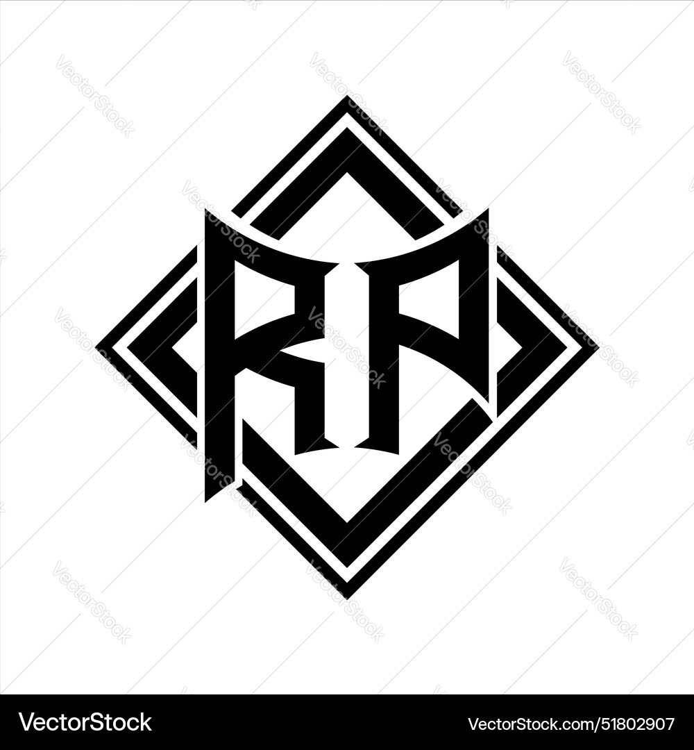 Rp letter logo with abstract shield shape Vector Image