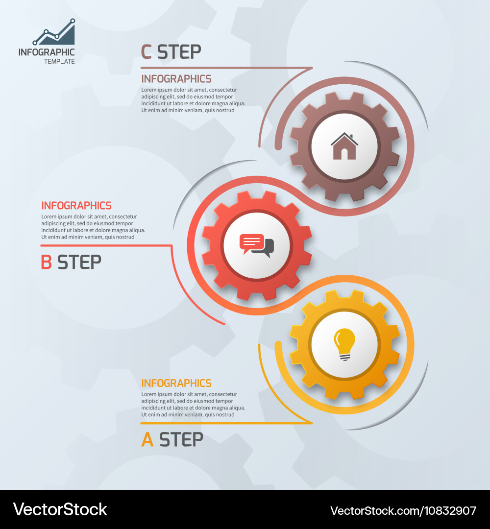 Vertical timeline infographic template with gears Vector Image