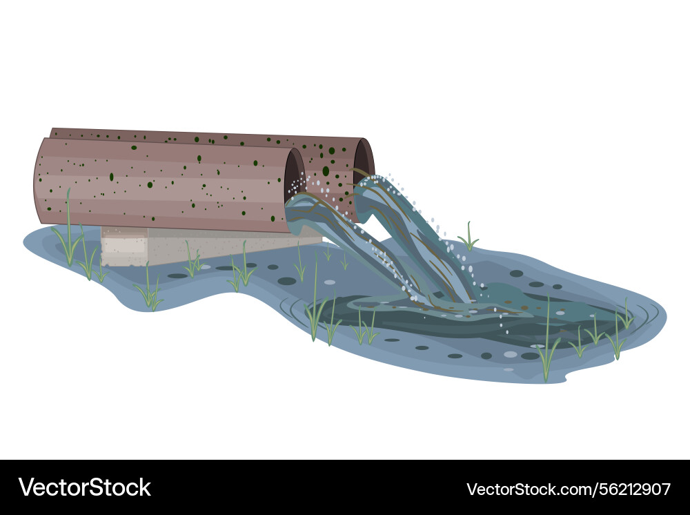 Wastewater and sewer pipe on white background Vector Image