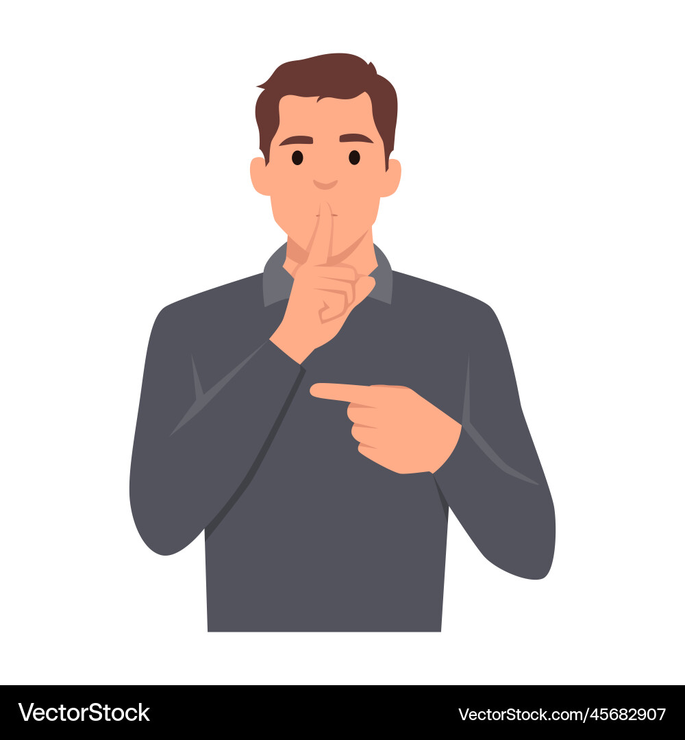 Young man shh gesture is quieter the concept Vector Image
