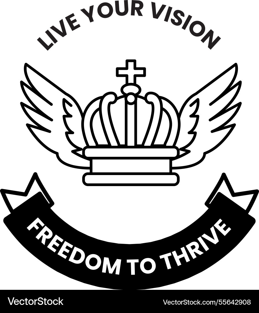 A crown with wings and cross on top Royalty Free Vector