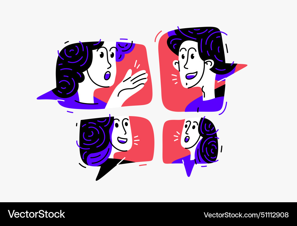 Group of young people having a video conference Vector Image