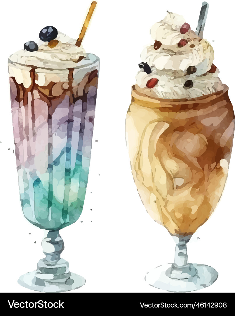 Hand drawn coffee watercolor on white background Vector Image