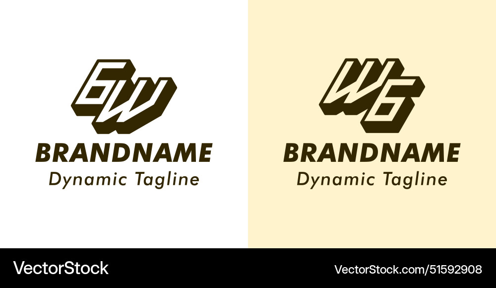 Letters gw and wg 3d monogram logo suitable Vector Image