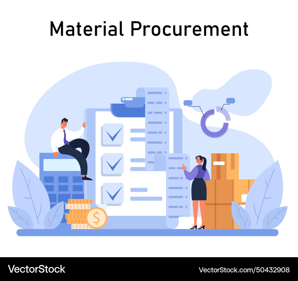 Material procurement process concept flat Vector Image