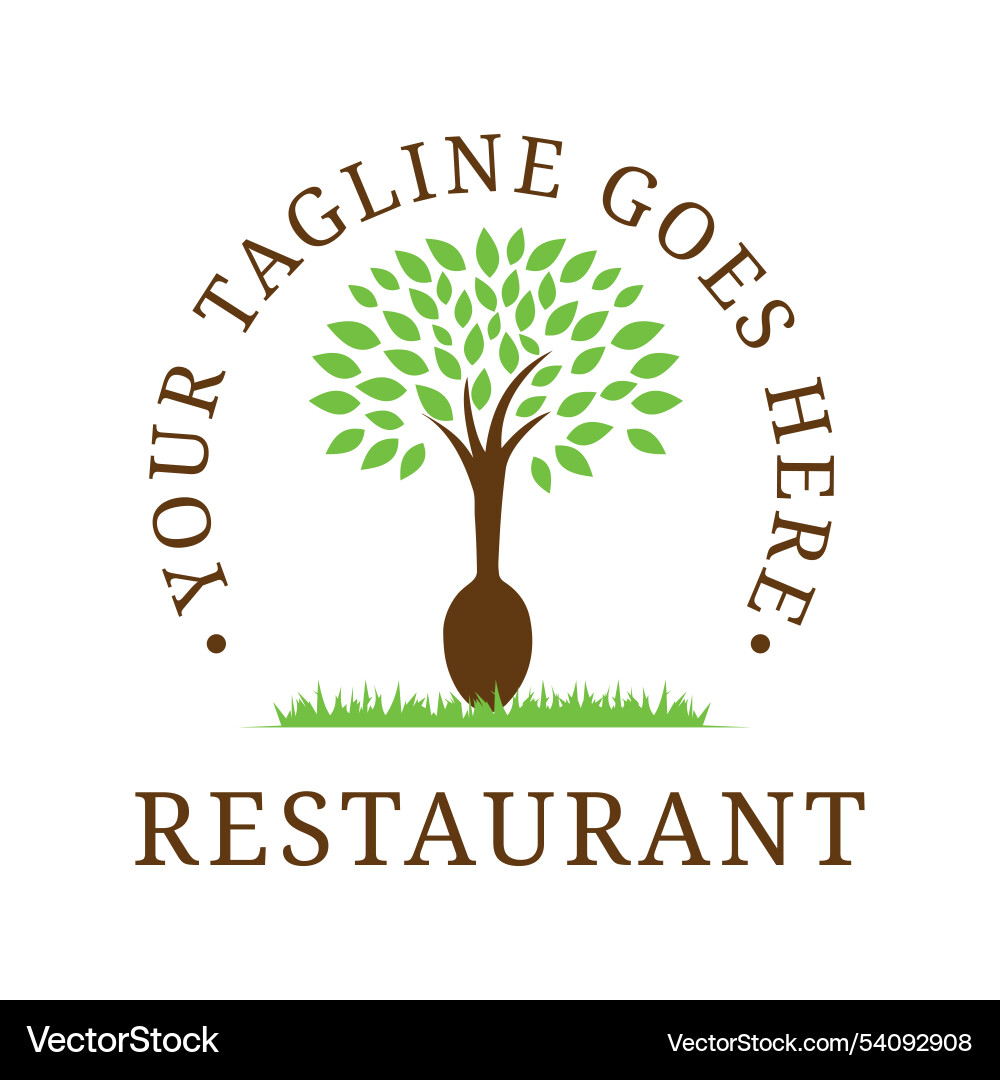Organic restaurant logo with tree symbol Vector Image
