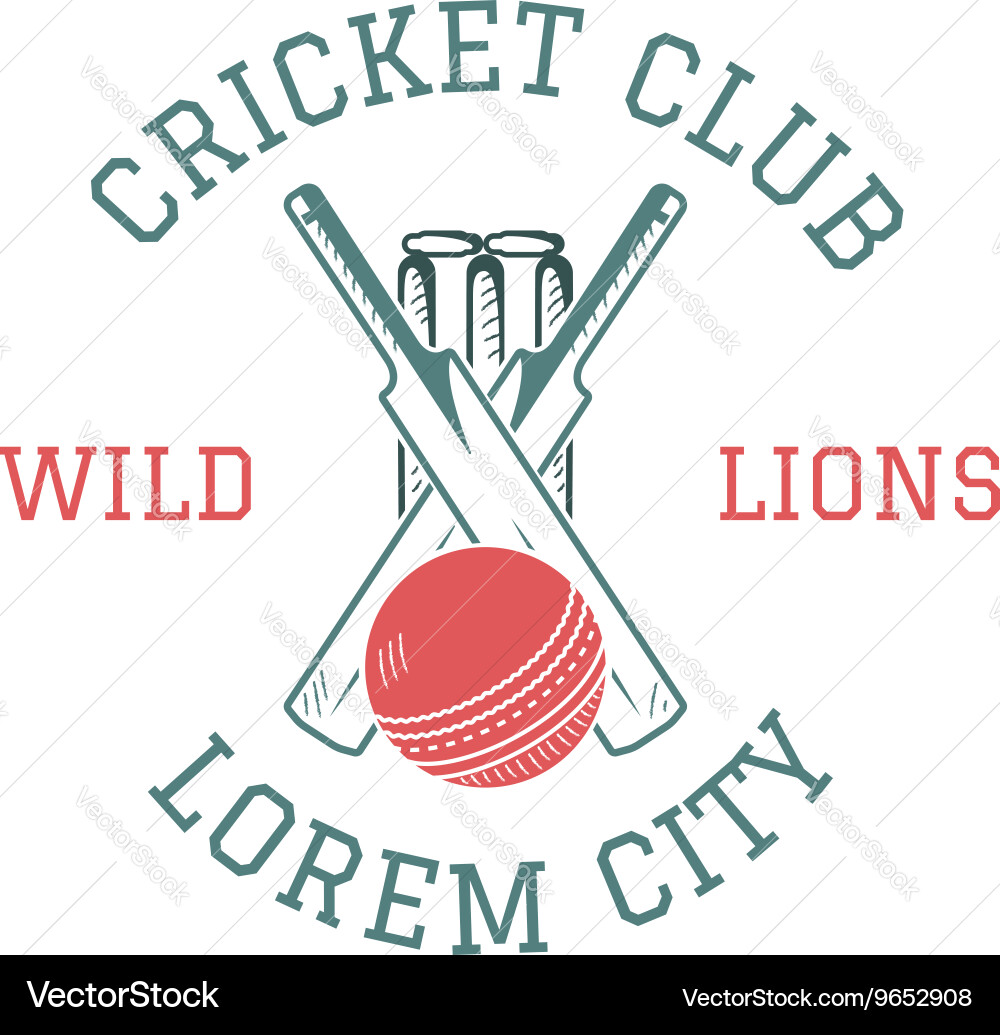 Retro cricket club emblem design logo icon Vector Image