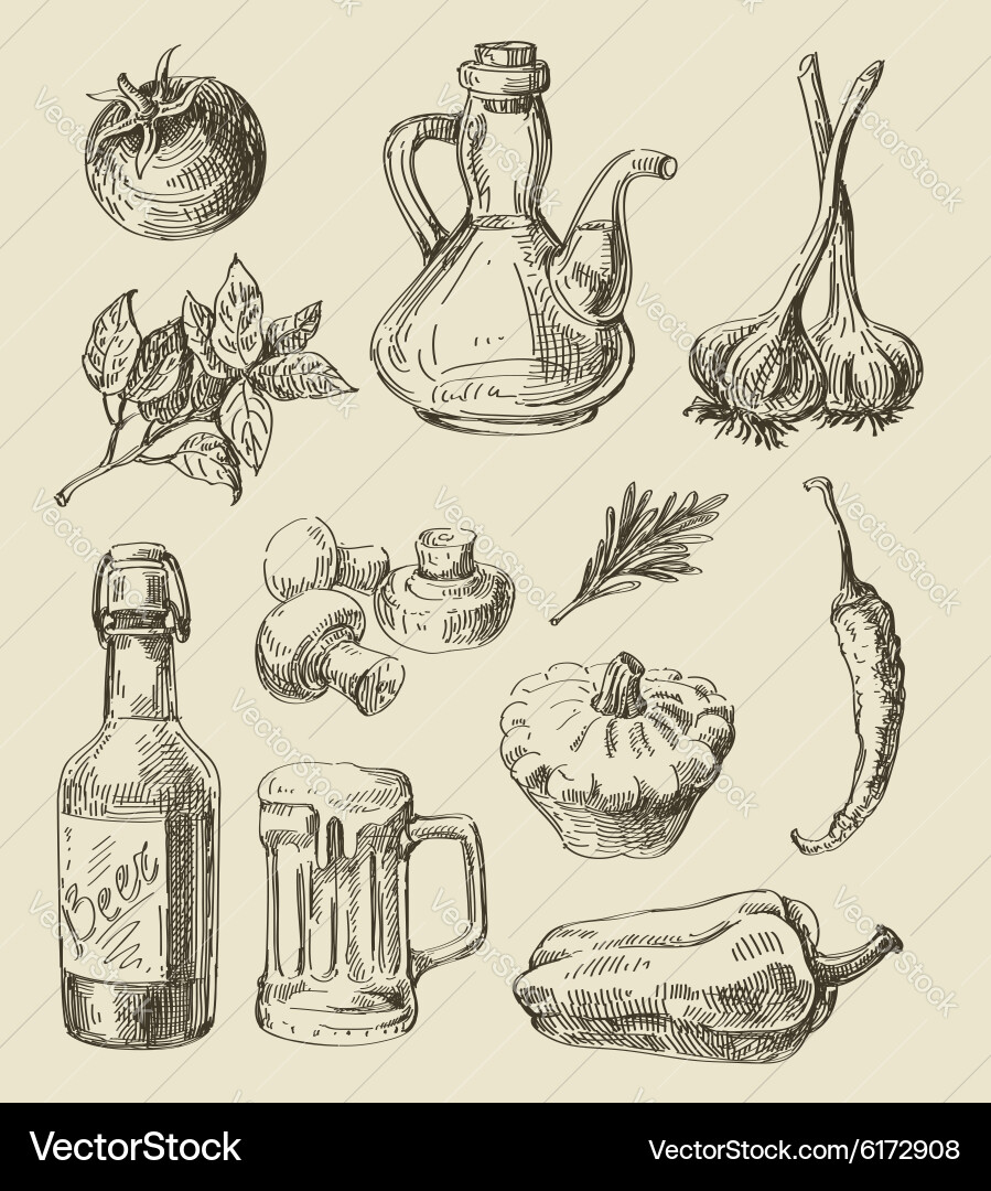 Rustic Food Sketch Royalty Free Vector Image - VectorStock