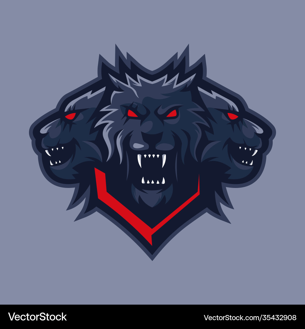 Three headed wolf mascot logo Royalty Free Vector Image