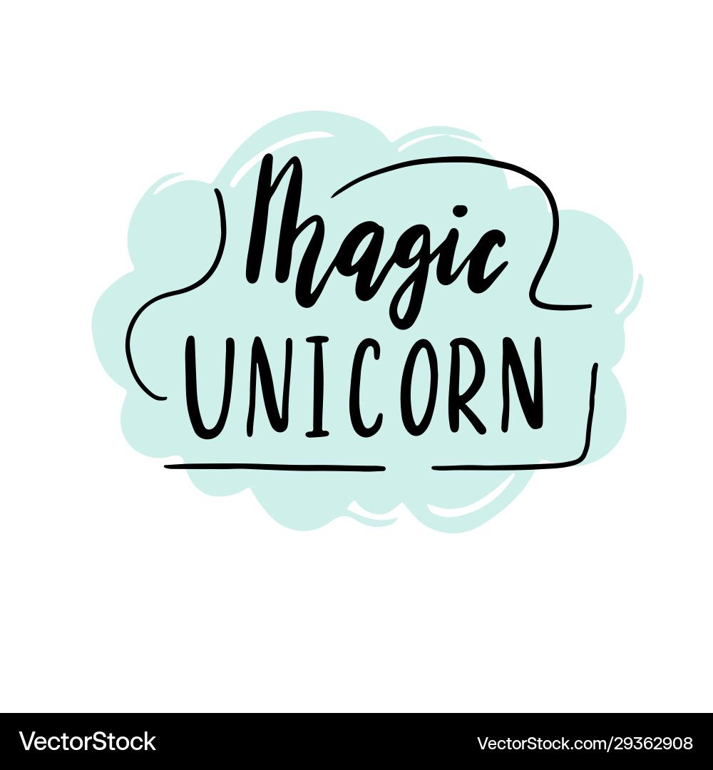 Unicorn lettering text Royalty Free Vector Image