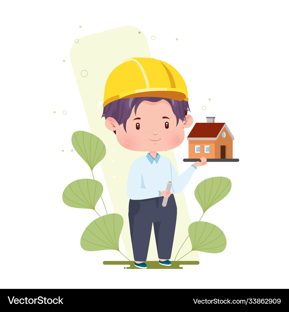 Cute characters builder architect Royalty Free Vector Image