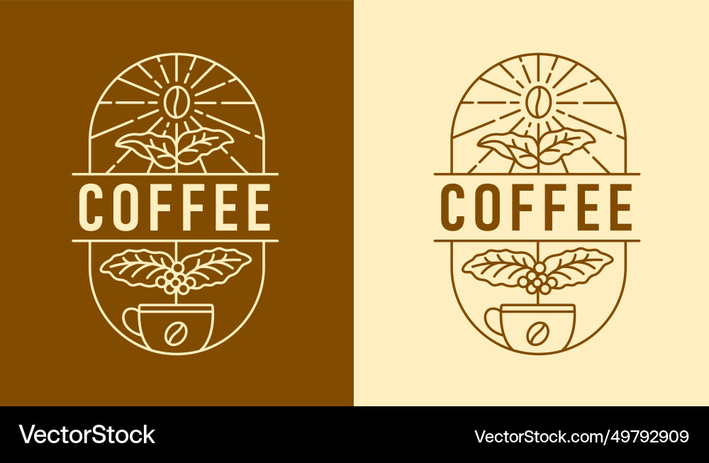 Nature coffee line art design template Royalty Free Vector