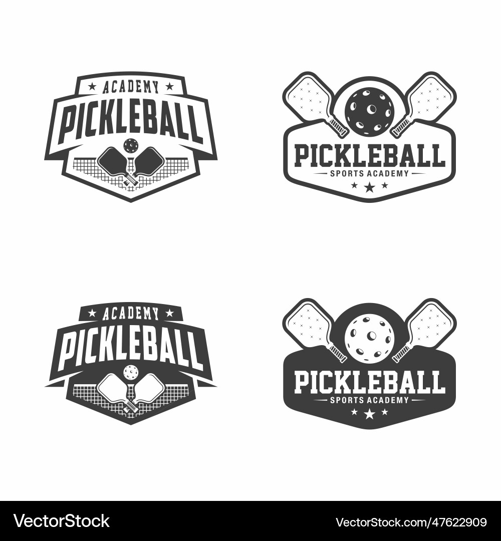 Pickleball club logo badge set design Royalty Free Vector