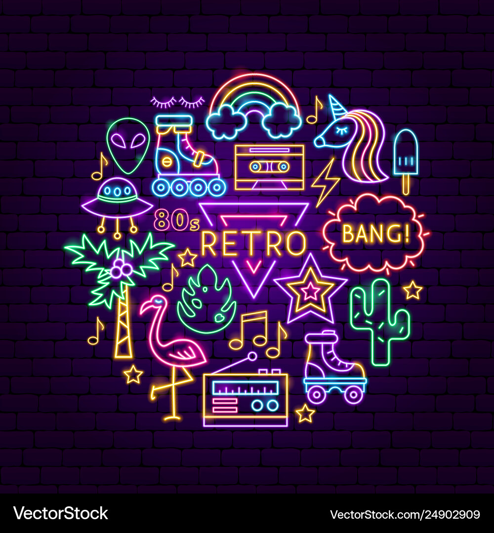 Retro Neon Party Concept Royalty Free Vector Image