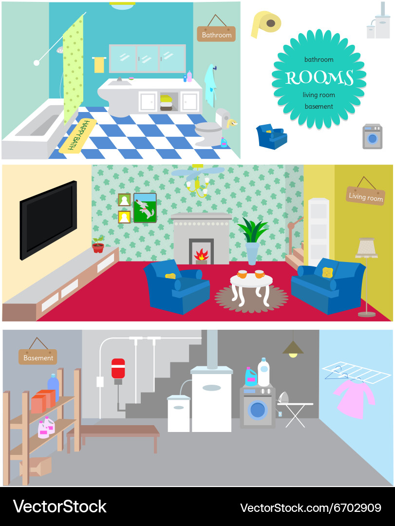 Rooms Interior View Royalty Free Vector Image - VectorStock