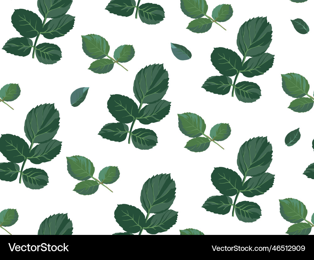Rose leaves and branches seamless pattern Vector Image