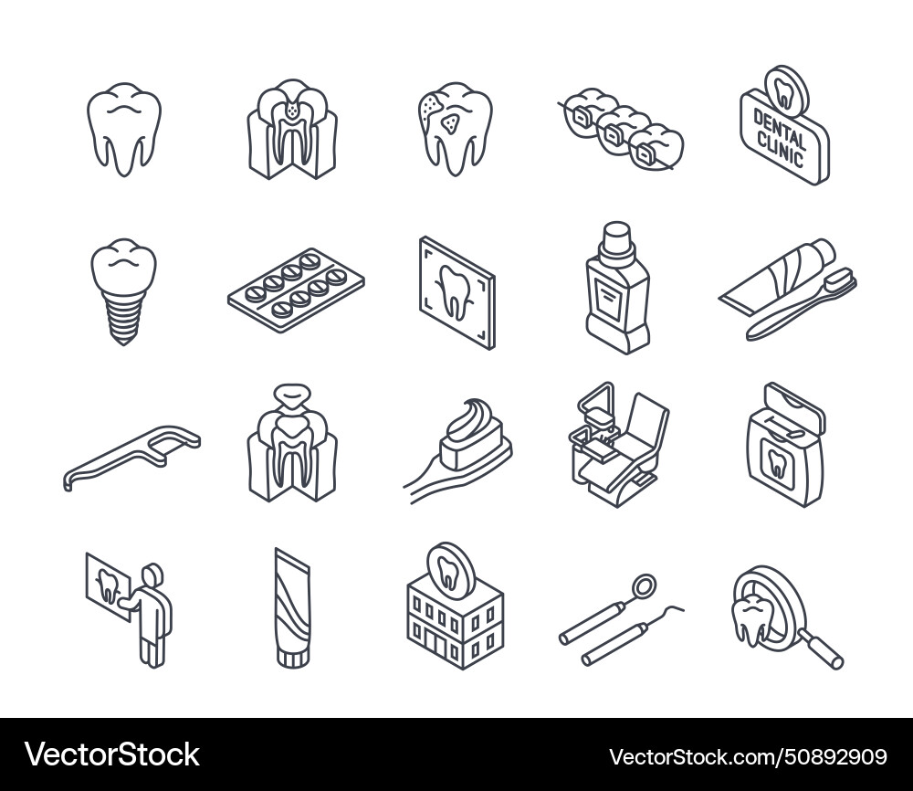 Set of linear dentistry icons Royalty Free Vector Image