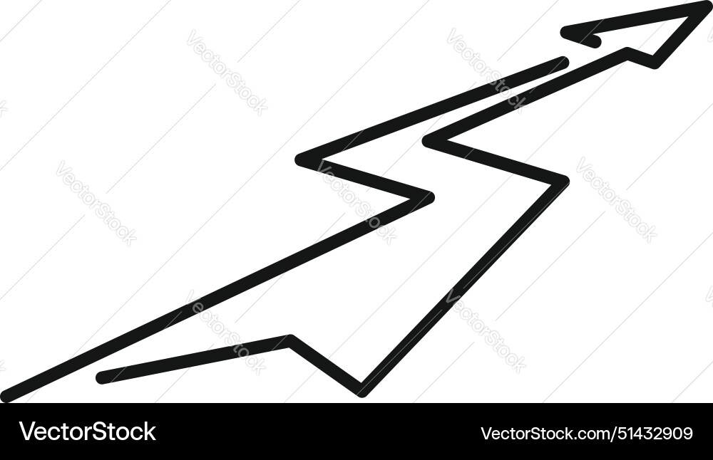 Simple black and white handdrawn zigzag arrow Vector Image