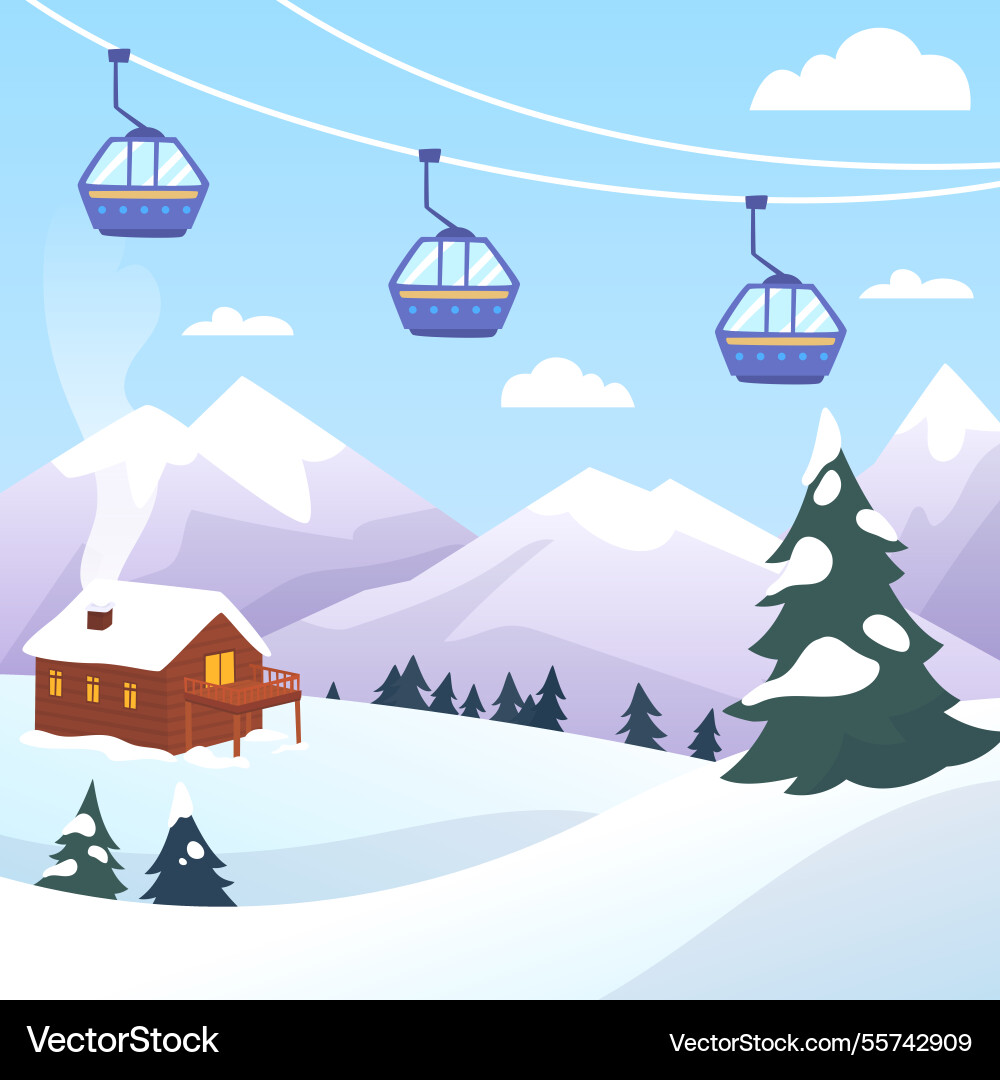 Ski station background Royalty Free Vector Image
