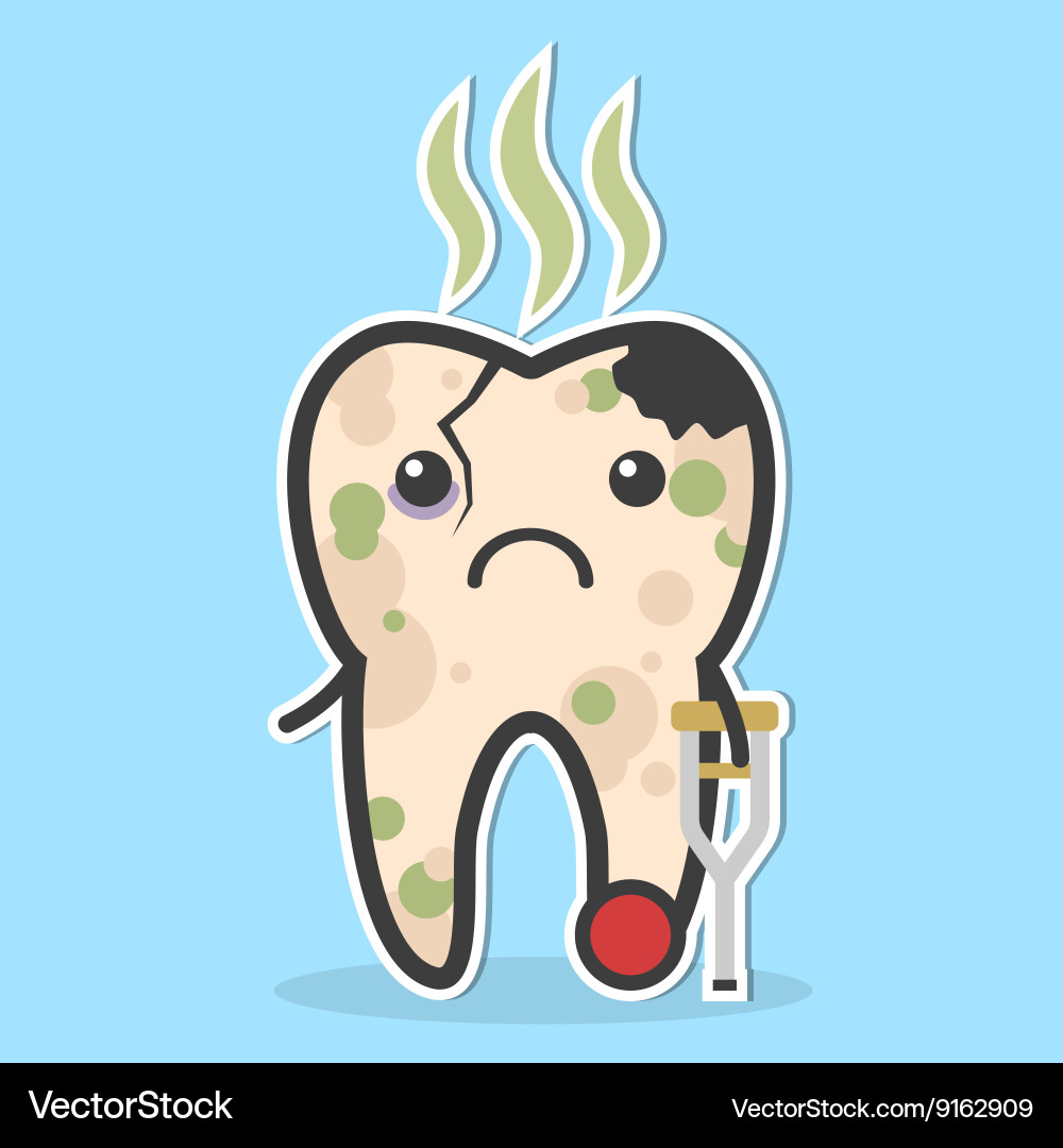 Unhealthy Teeth Cartoon Premium Vector | Bacterium Attack On Tooth