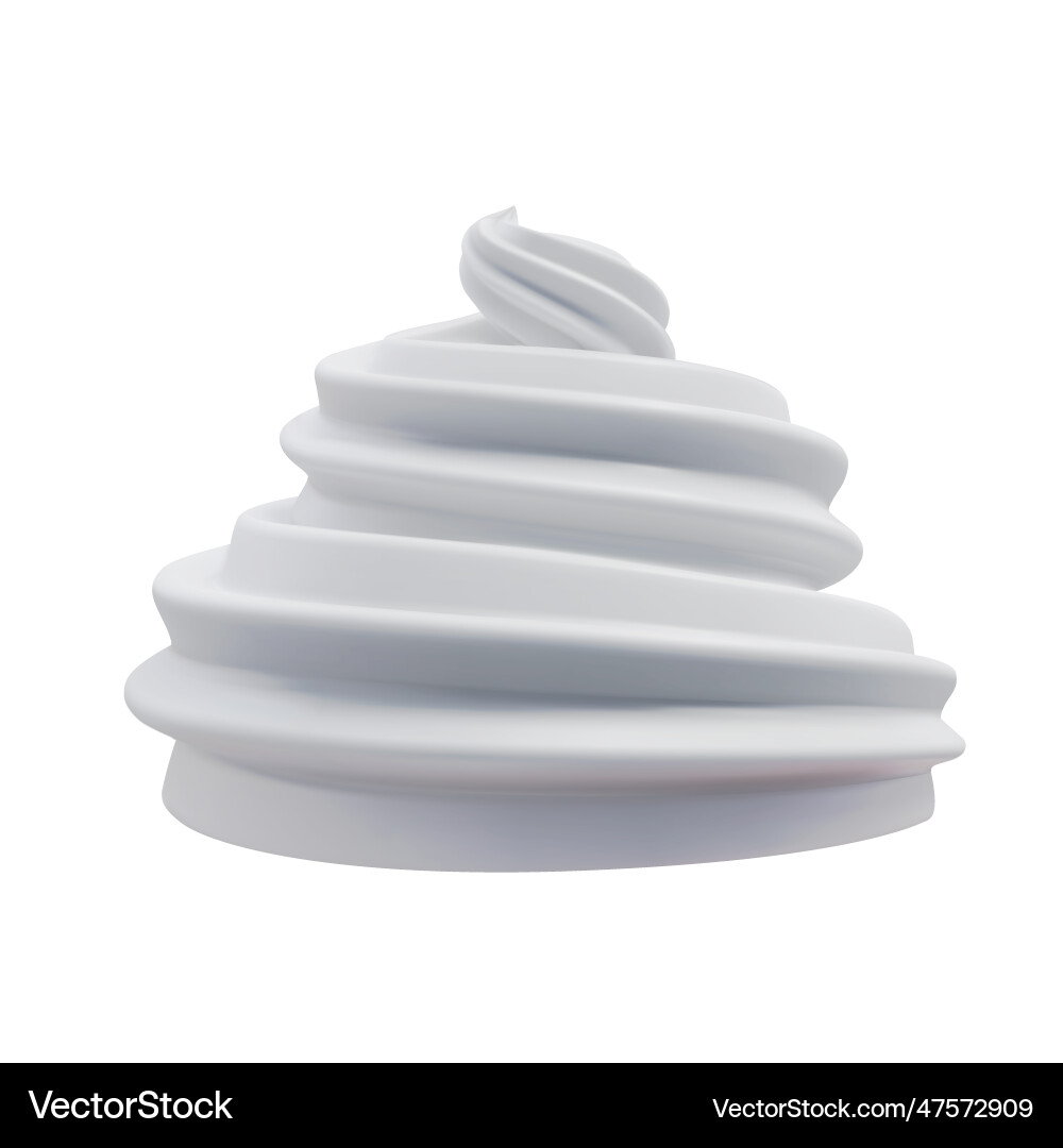 Whipped cream swirl isolated on white background Vector Image