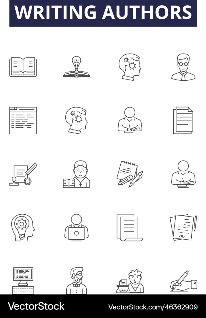 Writing authors line icons and signs Royalty Free Vector