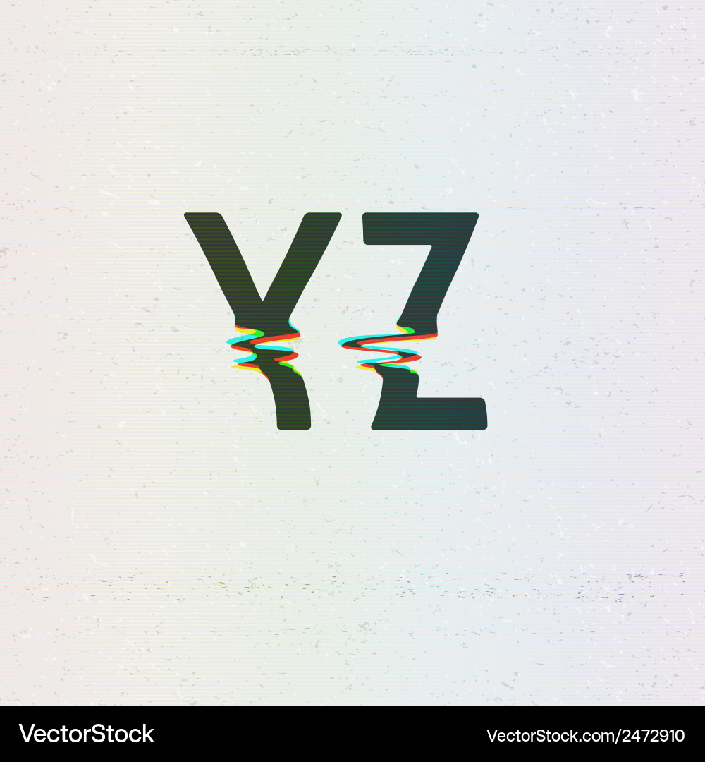 Distorted Letter Font - Y to Z Royalty Free Vector Image