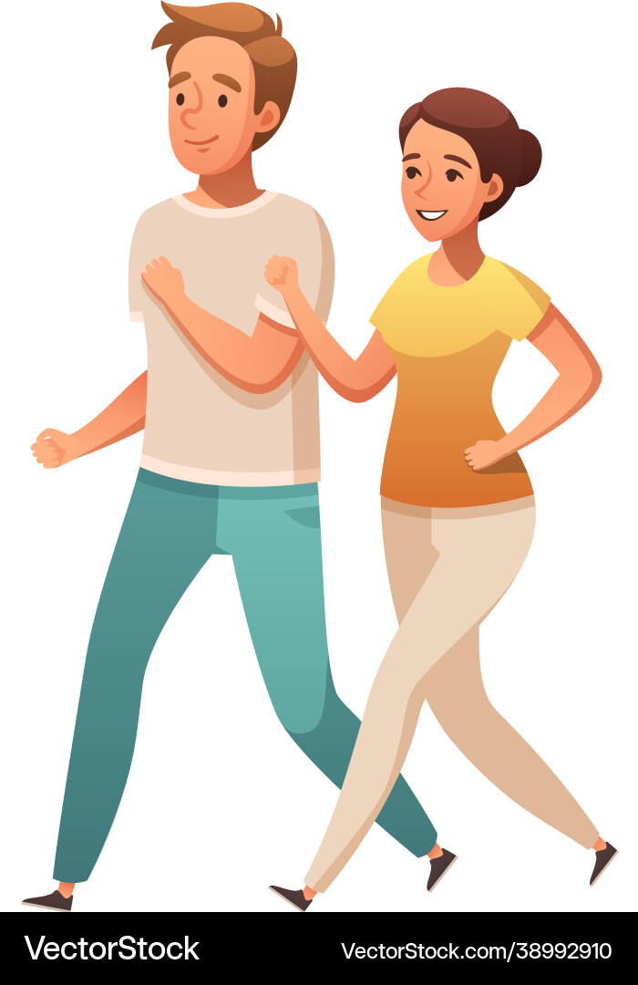 Jogging couple cartoon composition Royalty Free Vector Image