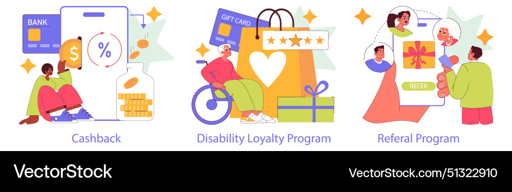 Loyalty program and reward flat Royalty Free Vector Image