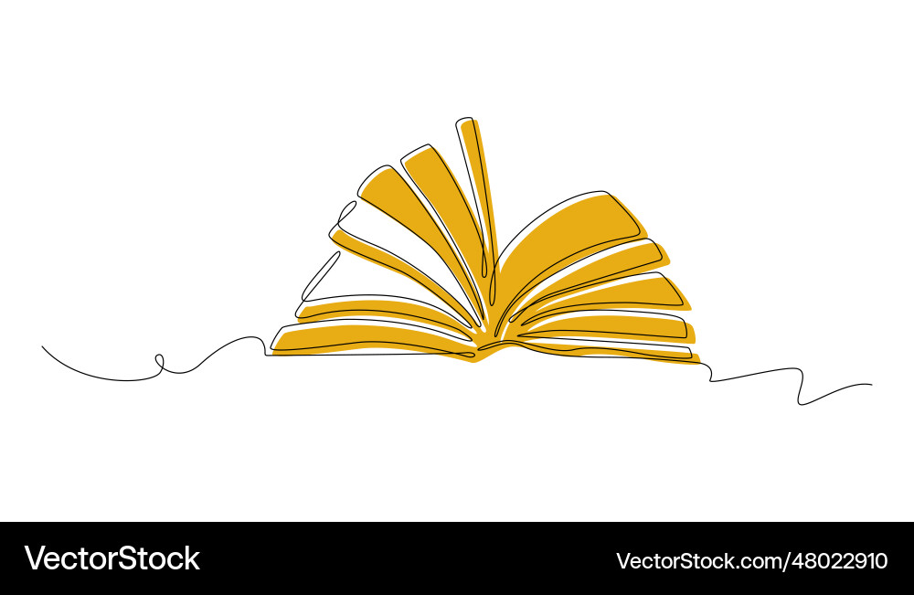 Open book one line doodle drawing continuous Vector Image