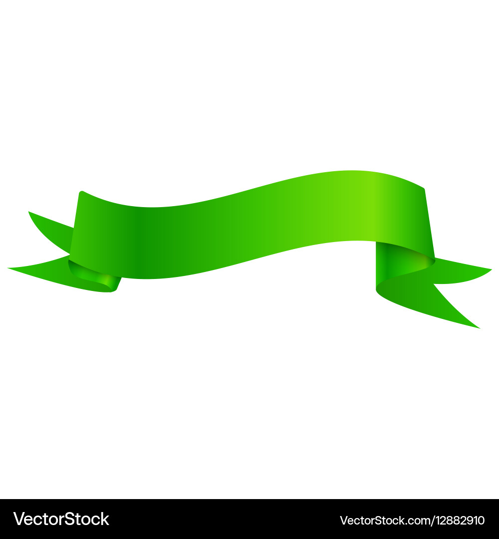 Realistic shiny green ribbon isolated on white Vector Image
