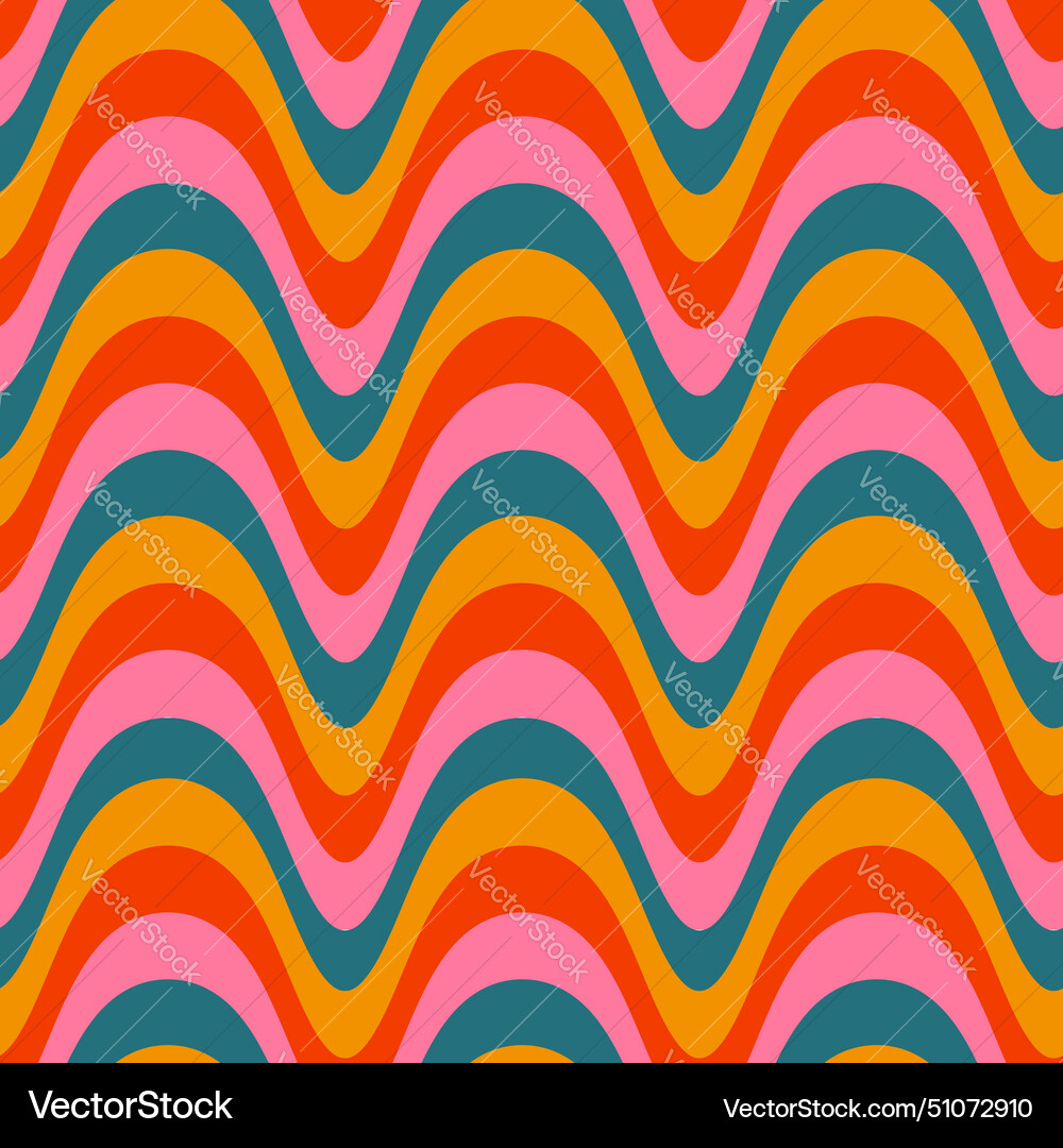 Retro psychedelic 70s waves seamless pattern Vector Image