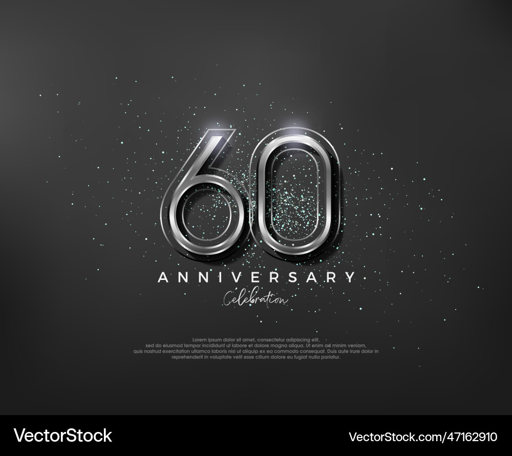 Silver metallic number design premium 60th Vector Image