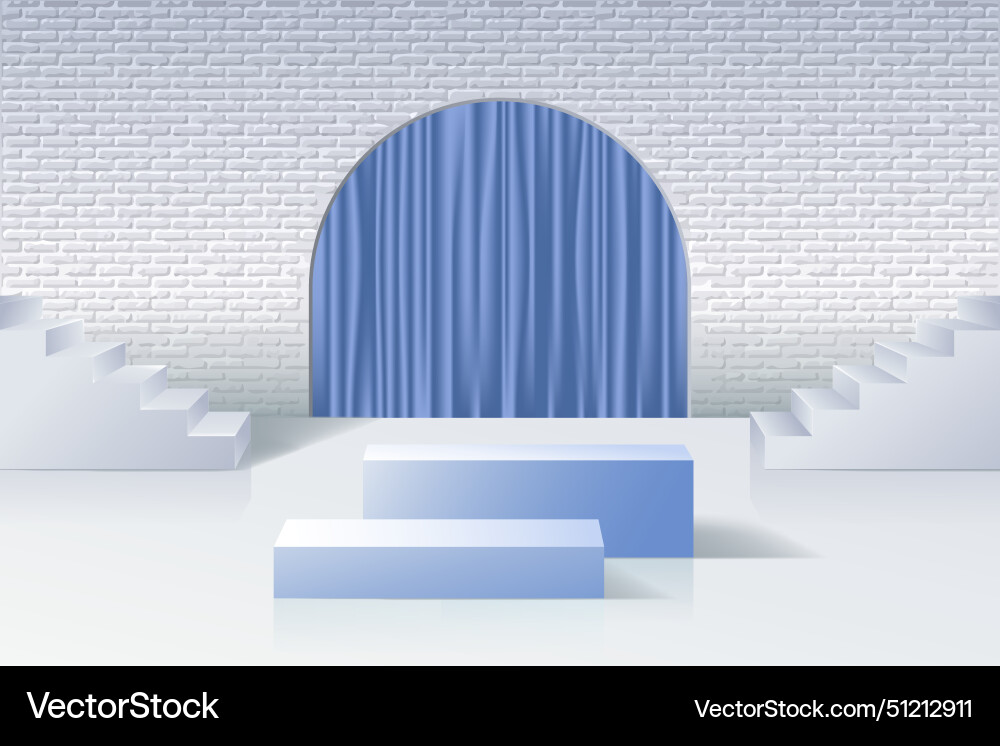 Advertisement prodium in a room with the stairs Vector Image