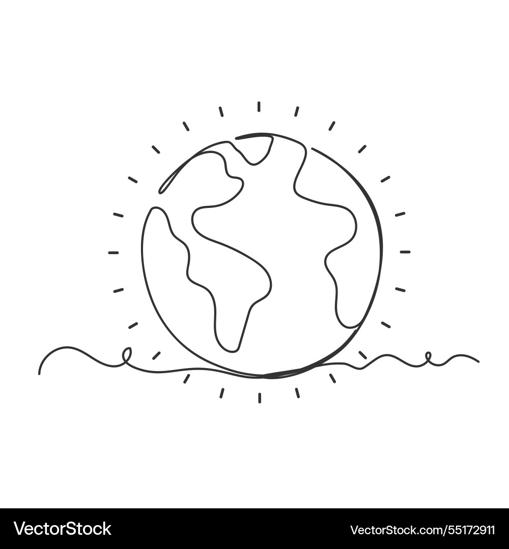 Continuous one line drawing of planet earth Vector Image