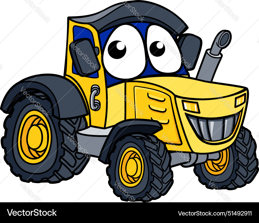 Farm tractor cartoon character Royalty Free Vector Image
