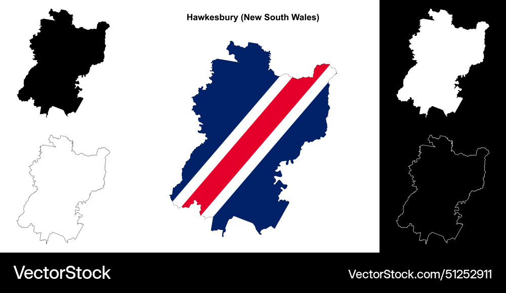Hawkesbury outline map Royalty Free Vector Image