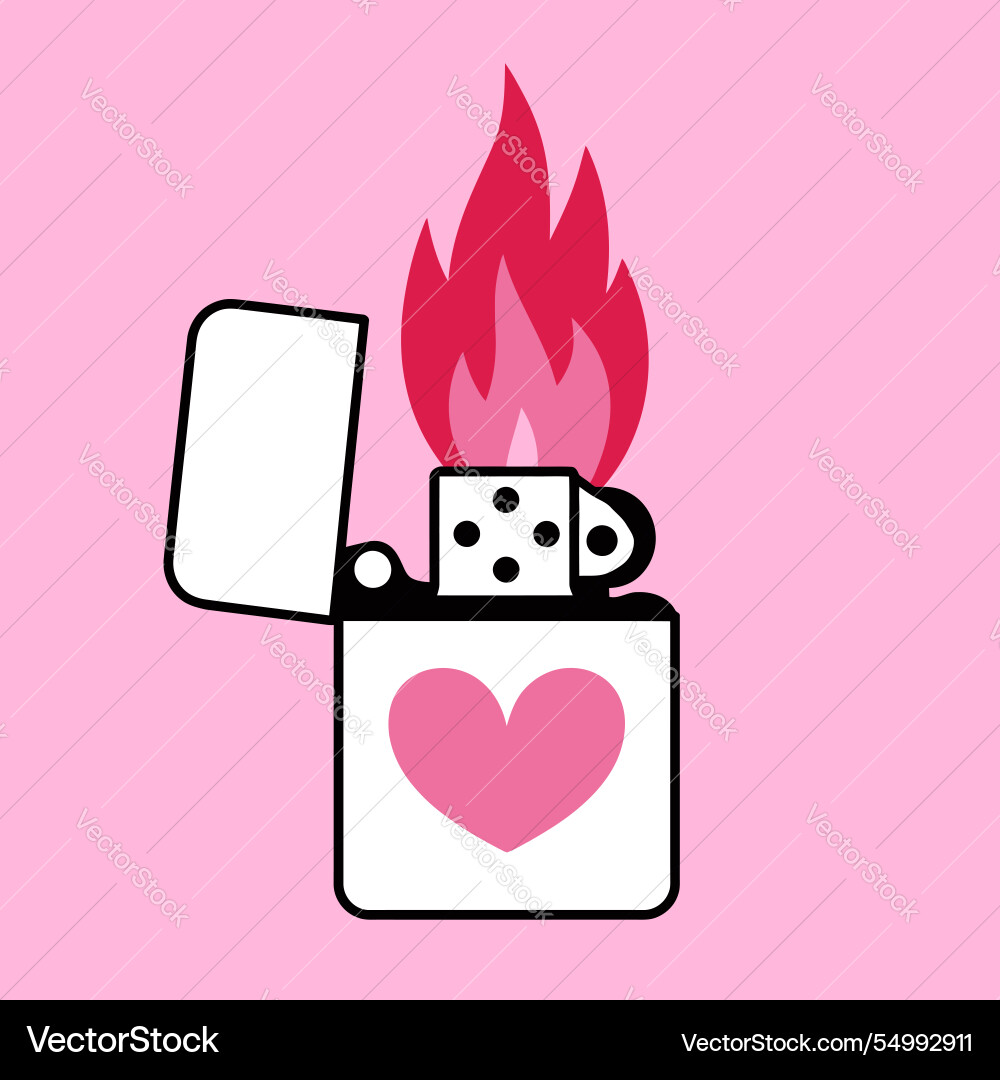 Heart lighter with pink flames Royalty Free Vector Image