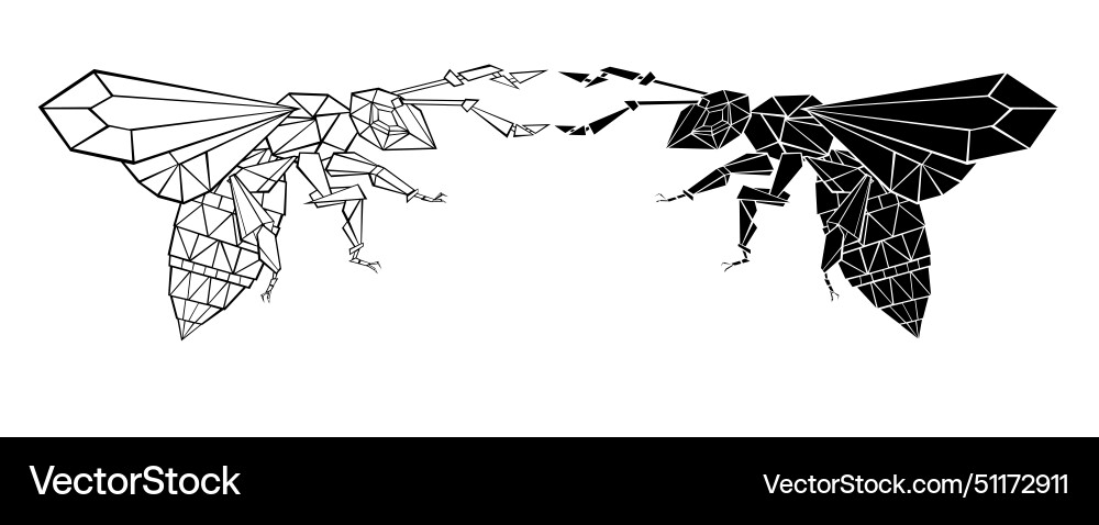 Polygonal flying bee Royalty Free Vector Image