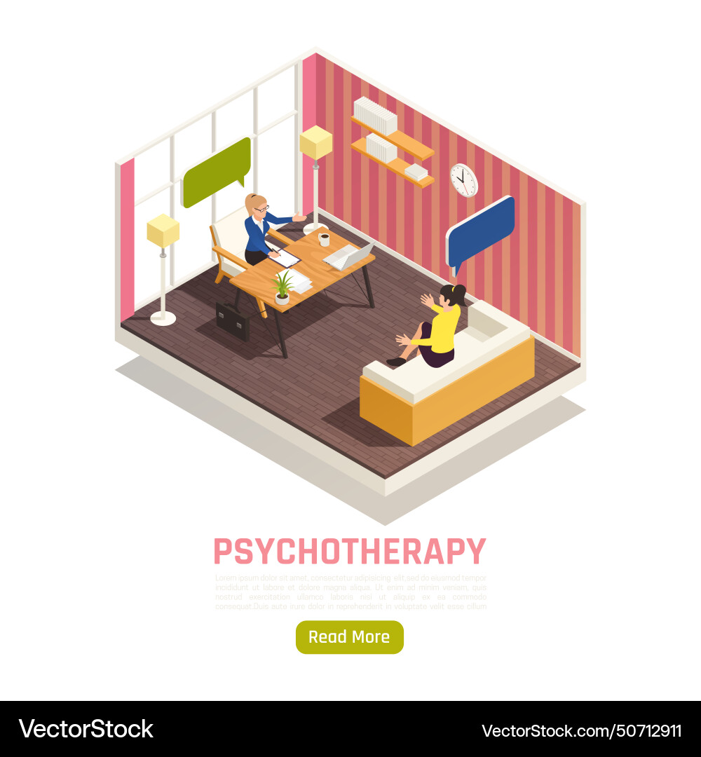 Psychotherapy session isometric composition Vector Image
