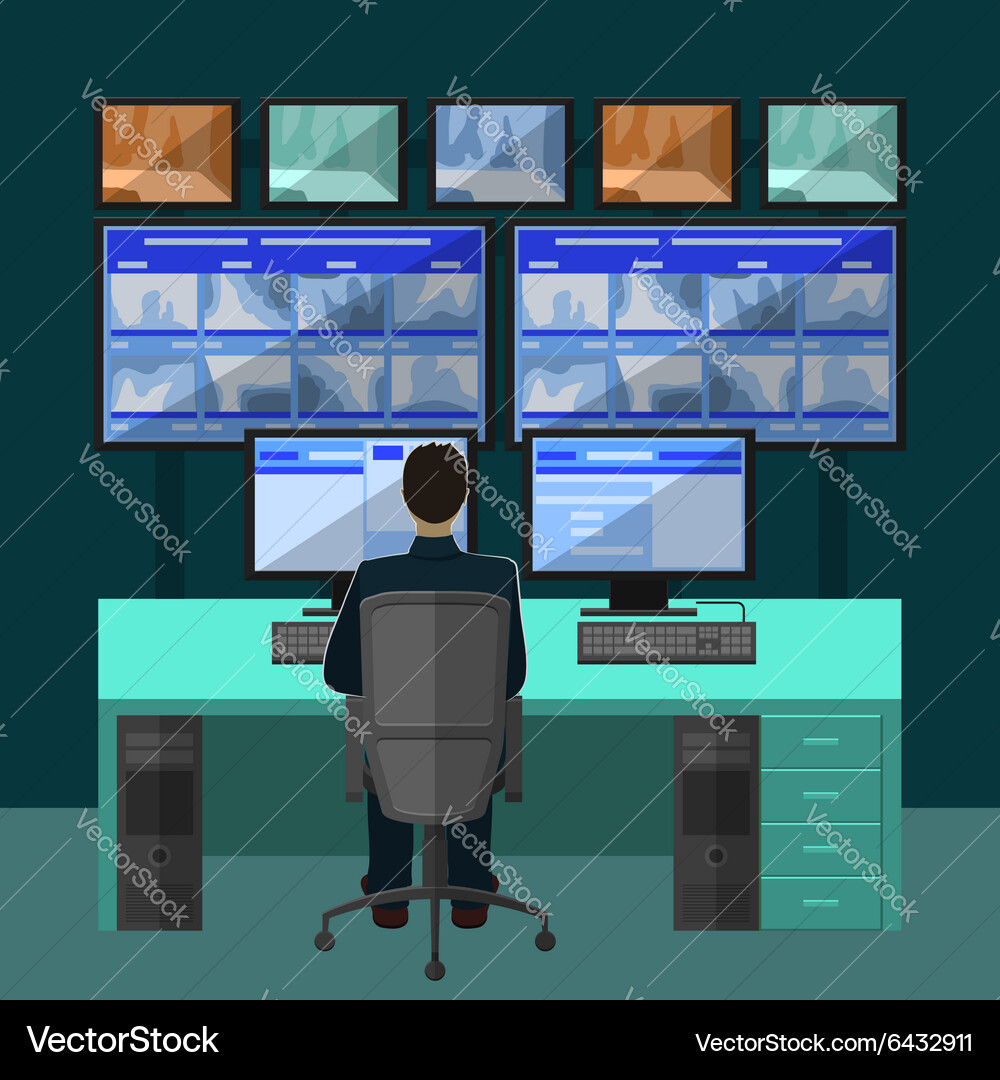 Security Control Room Royalty Free Vector Image