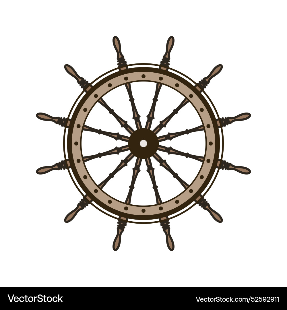 Wooden vintage steering wheels ship sailboat Vector Image