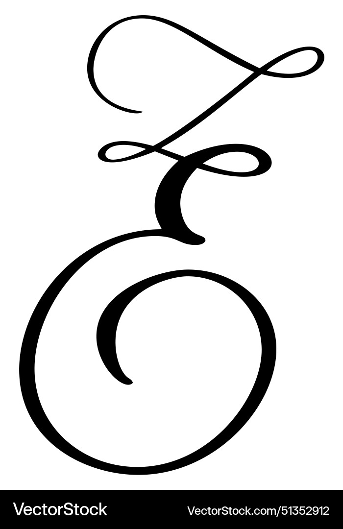 Calligraphy hand drawn letter e script Royalty Free Vector