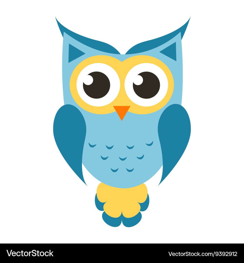 Cartoon blue owl icon Royalty Free Vector Image