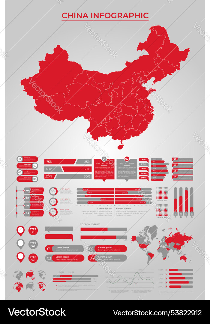 China map template with business infographic Vector Image