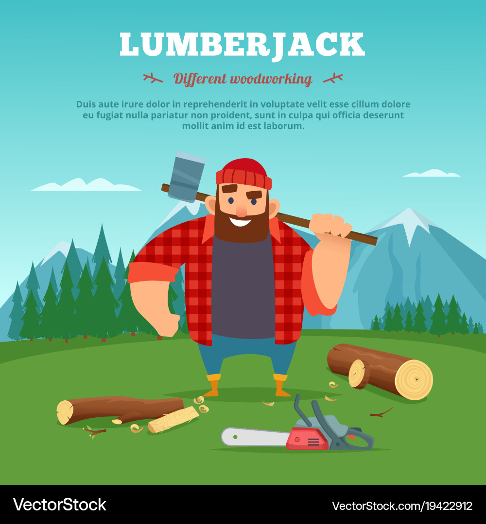 Lumberjack and Woodworking Tools Royalty Free Vector Image