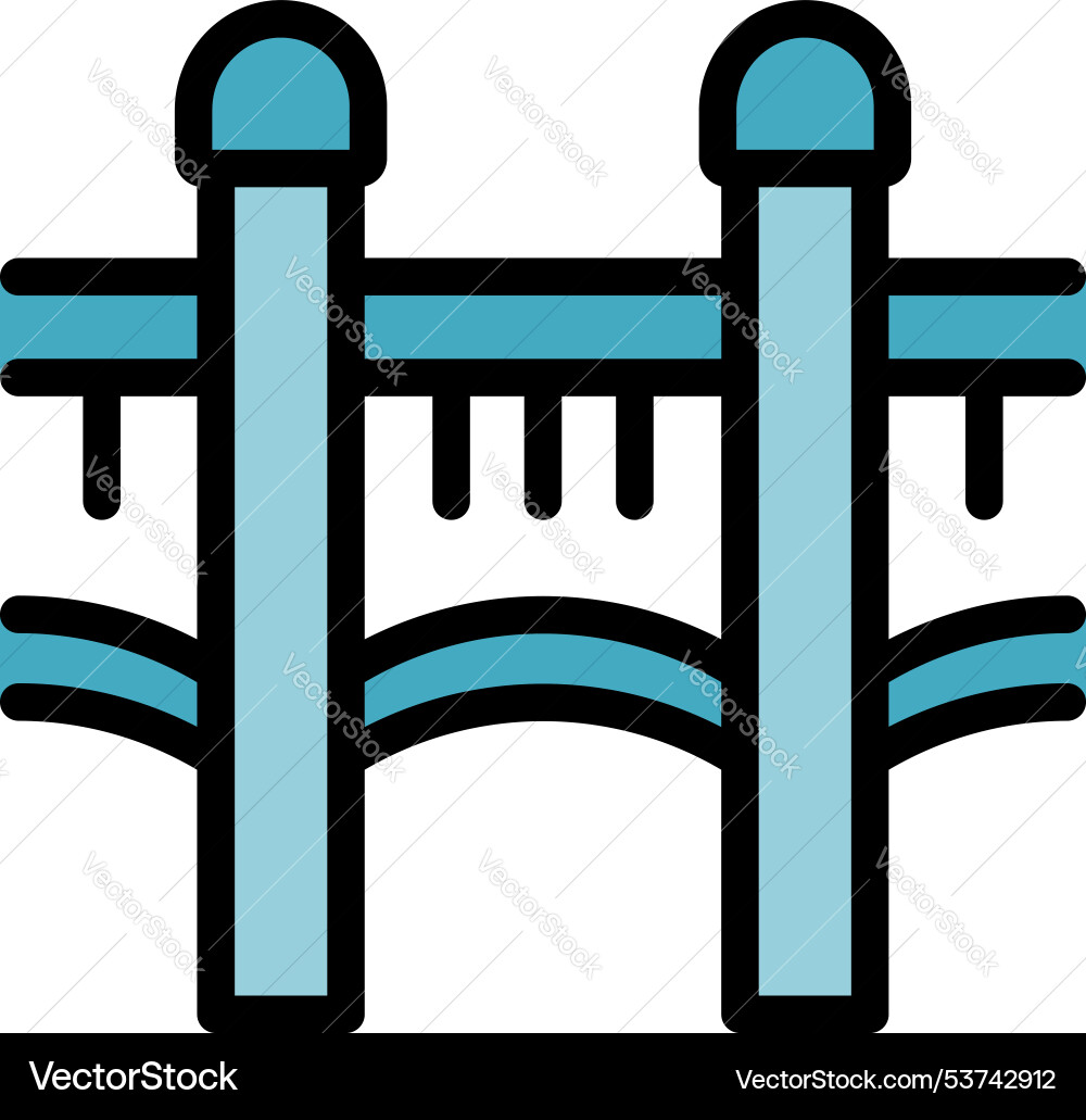 Pedestrian bridge spanning a serene river below Vector Image