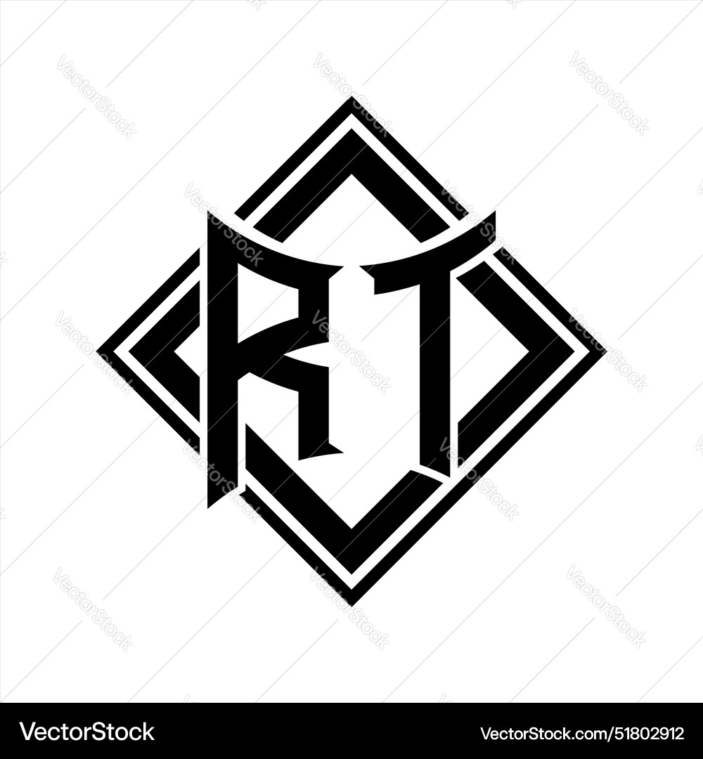 Rt letter logo with abstract shield shape Vector Image