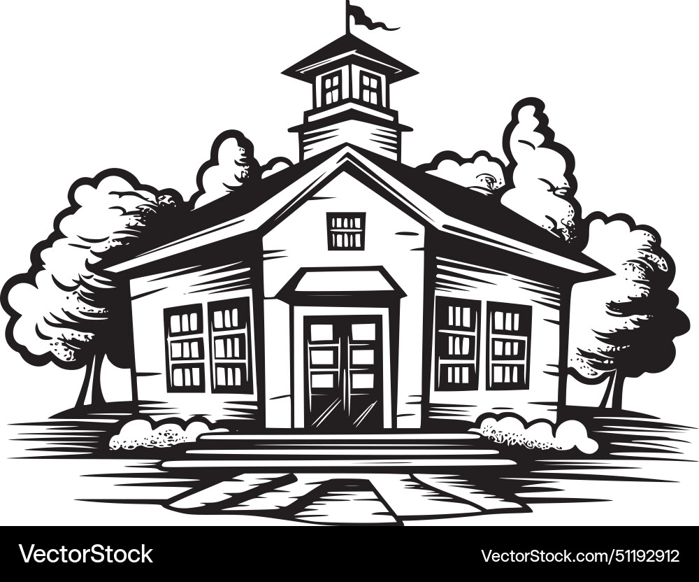 School - black and white Royalty Free Vector Image